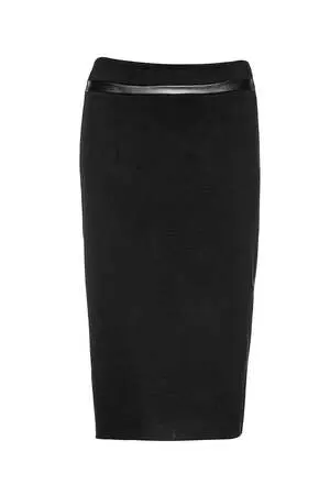 CONQUISTA Pencil Skirt With Leather Detail - Black