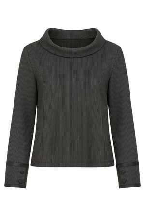 CONQUISTA Pleather Detail Long Sleeve Top