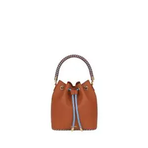 SAONARA BRAND Saonara Bucket Bag In Caramel And Blue Sky Leather - Brown