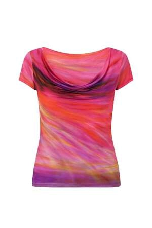 CONQUISTA Short Sleeve Print Top Fashion - Red