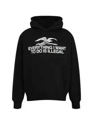 PLEASURES Illegal Graphic-print Drawstring Hoodie - Black