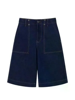 Versace Contrast-stitch Denim Shorts - Blue