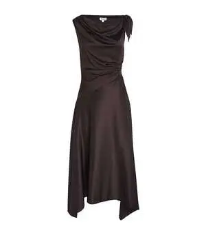 Staud Silk Portia Midi Dress - Black