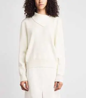 RÓHE Merino Wool Uneven-collar Polo Sweater