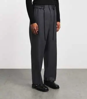CRAIG GREEN Wool Lace Wide-leg Trousers - Grey