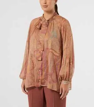 Marina Rinaldi Silk Printed Tie-detail Shirt