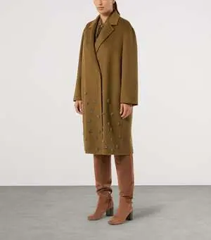 Marina Rinaldi Virgin Wool Embellished Coat