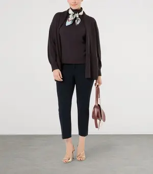 Marina Rinaldi Cashmere Short-sleeve High Neck Jumper - Brown