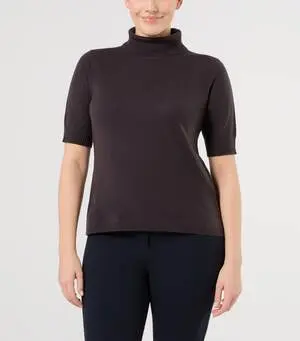 Marina Rinaldi Cashmere Short-sleeve High Neck Jumper - Brown
