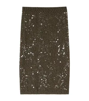 Marina Rinaldi Crystal-embellished Knitted Skirt