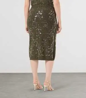 Marina Rinaldi Crystal-embellished Knitted Skirt