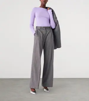 Maje Rhinestone Wide-leg Tailored Trousers