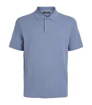 Vince Pima Cotton Knit Polo Shirt - Blue
