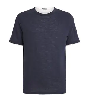 Vince Pima Cotton Slub Double-layer T-shirt - Navy