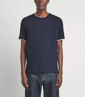 Vince Pima Cotton Slub Double-layer T-shirt - Navy