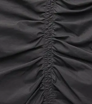 Theory Cotton Ruched Asymmetric Midi Dress - Black