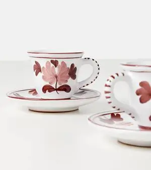 CABANA Blossom Set Of 2 Espresso Cups And Saucers