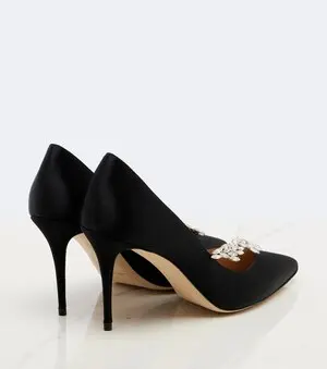 Manolo Blahnik Nadira Embellished Satin Pumps