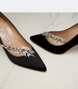 Manolo Blahnik Nadira Embellished Satin Pumps