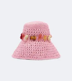 AQUAZZURA Embellished Crochet Bucket Hat