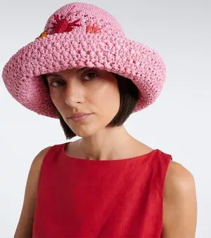 AQUAZZURA Embellished Crochet Bucket Hat