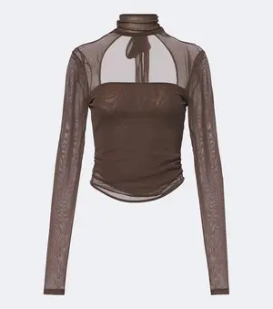 LEMAIRE Mesh Turtleneck Top - Brown