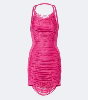 Attico Fringed Halterneck Minidress - Pink