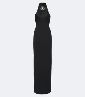 David Koma Embellished Halterneck Gown - Black
