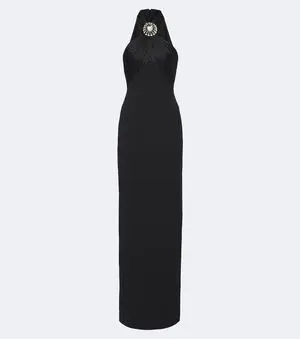 David Koma Embellished Halterneck Gown - Black