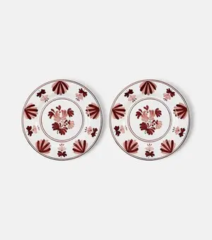 CABANA Blossom Set Of 2 Ceramic Dinner Plates - Brown