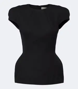 Magda Butrym Padded Silk And Cashmere Top - Black