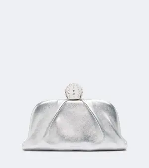 AQUAZZURA Tequila Embellished Canvas Clutch - Silver