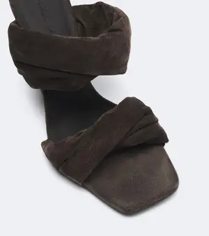 Rick Owens Twisted Cantilever Suede Wedge Mules