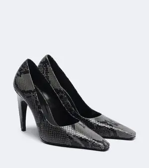JUDE Fame Snake-effect Leather Pumps - Grey