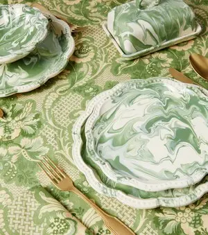 CABANA Marbled Set Of 2 Ceramic Dessert Plates