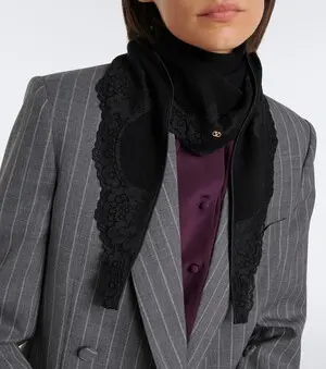 Valentino Garavani Vlogo Cashmere Lace-trimmed Scarf