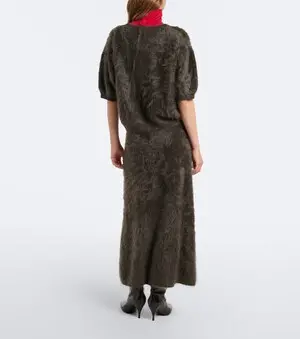 LISA YANG Asta Cashmere Midi Skirt In Dark Fern Brushed - Brown