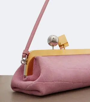 Jacquemus Salon Croc-effect Suede Clutch
