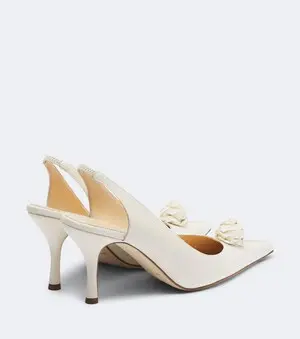 Magda Butrym Floral-applique Satin Slingback Pumps