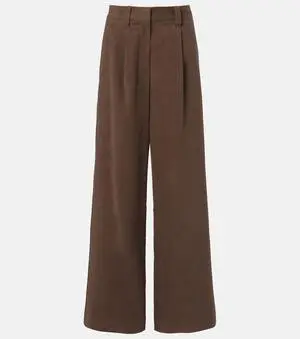 Brunello Cucinelli Monili Cotton Wide-leg Pants - Brown