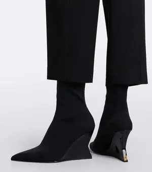 Balmain Knitted Wedge Ankle Boots