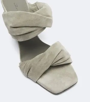 Rick Owens Twisted Cantilever Suede Wedge Mules - Grey