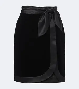 Saint Laurent Silk-trimmed Velvet Wrap Skirt - Black