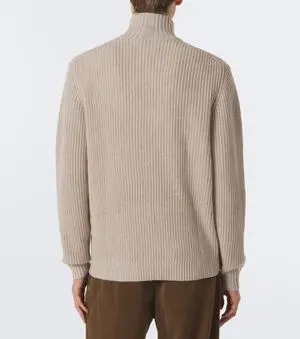 ALLUDE Wool And Cashmere Half-zip Sweater