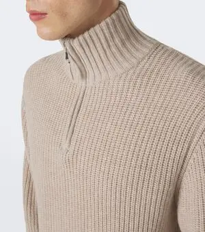 ALLUDE Wool And Cashmere Half-zip Sweater