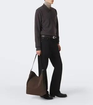 LEMAIRE Belted Leather-trimmed Canvas Tote Bag