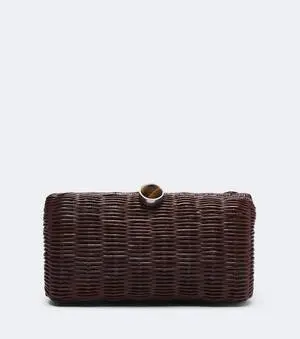 Judith Leiber Poppy Embellished Woven Clutch - Brown