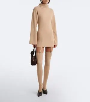 AYA MUSE Ribbed-knit Wool Dress And Tights Set