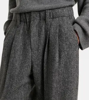Brunello Cucinelli Pleated Wool-blend Tapered Pants