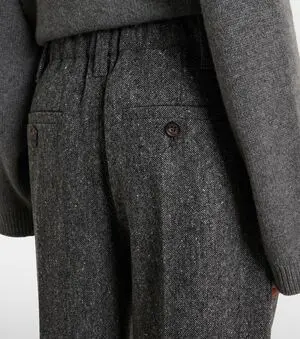 Brunello Cucinelli Pleated Wool-blend Tapered Pants
